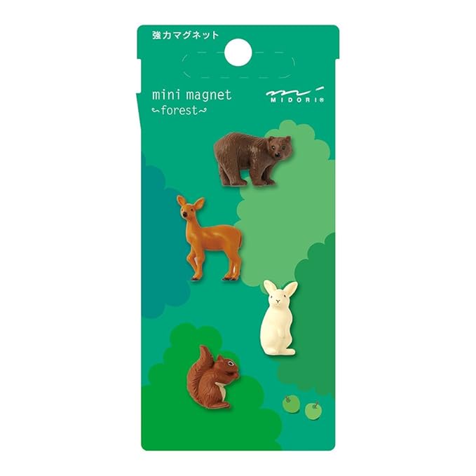 Midori Mini Magnet, Forest Animals (49758006) – Unbox Japan
